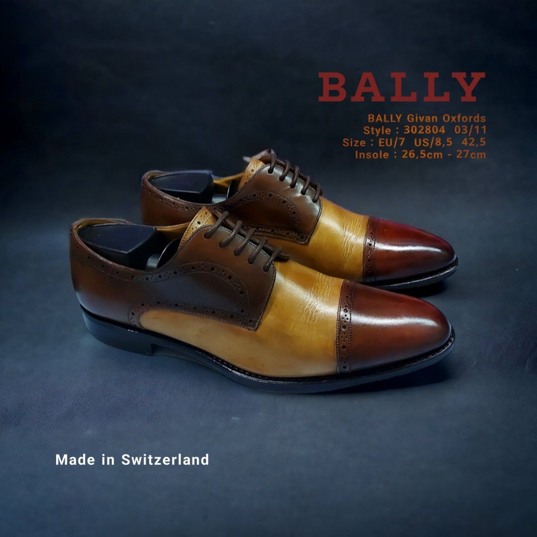 BALLY Givan Mens Leather Oxfords Brown Authentic limited Edition Size ...