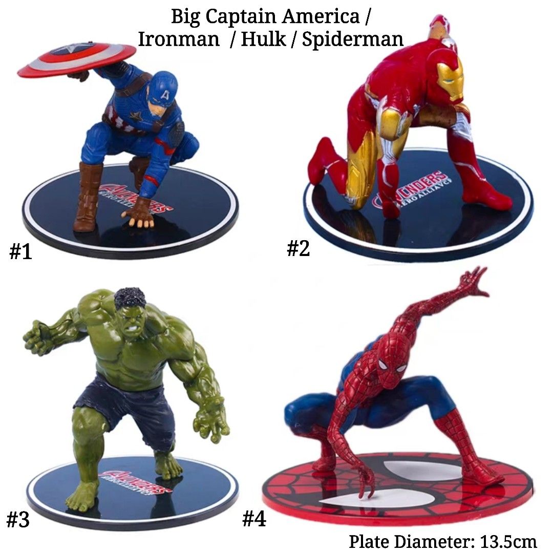 Big Captain America / Ironman / Hulk / Spiderman Figurines Cake Topper ...