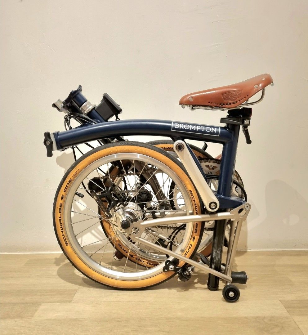 Brompton Titanium Superlight H6E Tempest Blue. Mint Condition, Upgraded ...