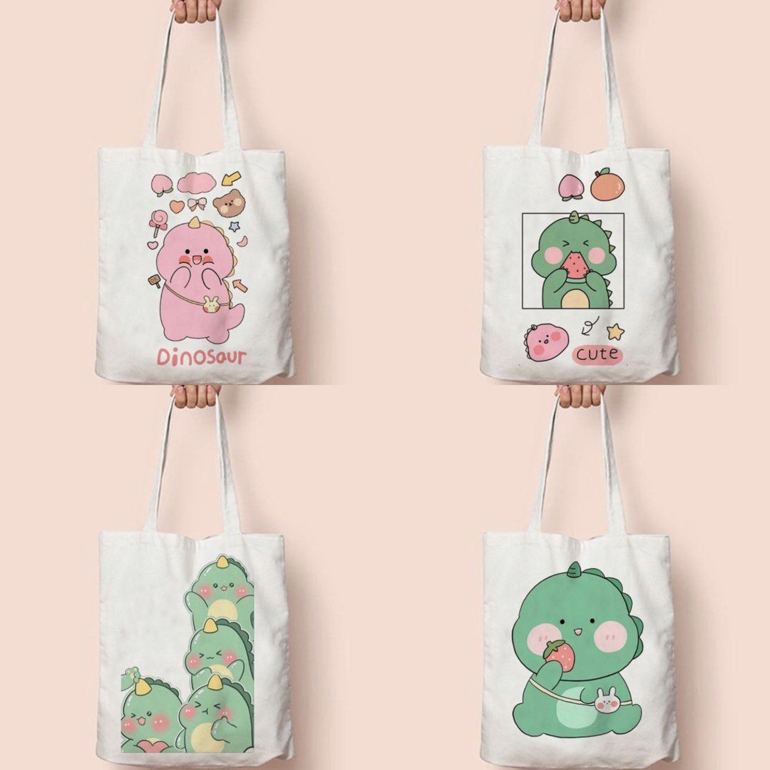 Canvas Tote Bag Custom Free Add Name Logo Character Animation Cartoon ...