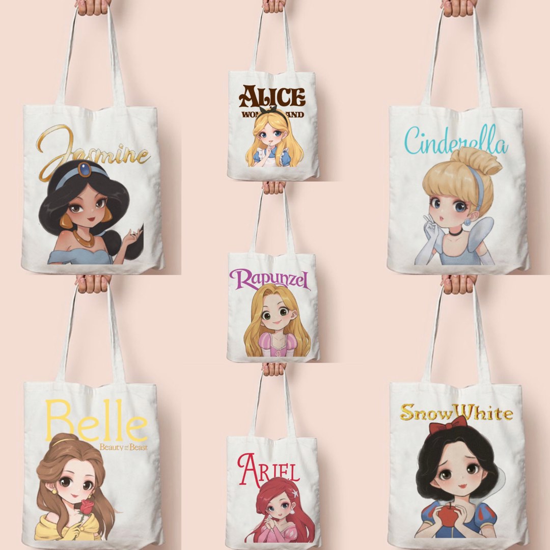 Canvas Tote Bag Custom Free Add Name Logo Character Animation Cartoon ...