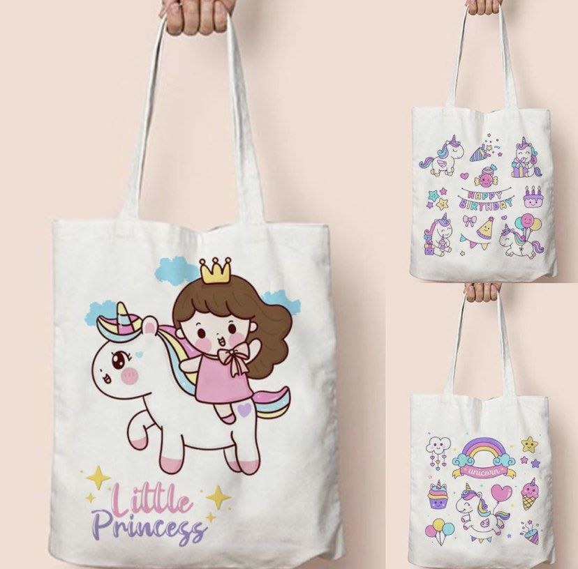 Canvas Tote Bag Custom Free Add Name Logo Character Animation Cartoon ...