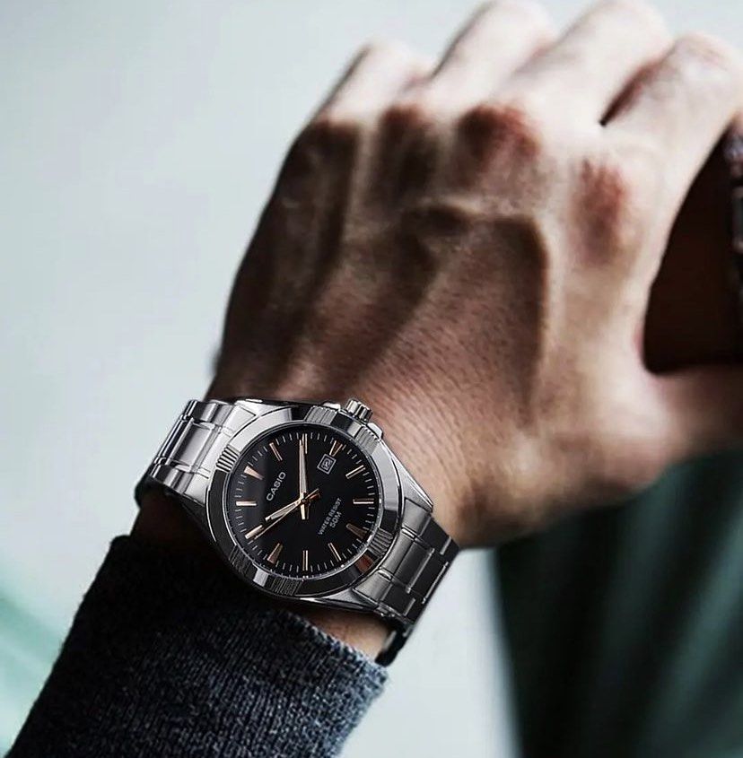 Casio Enticer Mtp 1308d 1a2 Mens Analog Quartz Watch Mtp1308d 1a2 Steel Black Dial Mtp1308