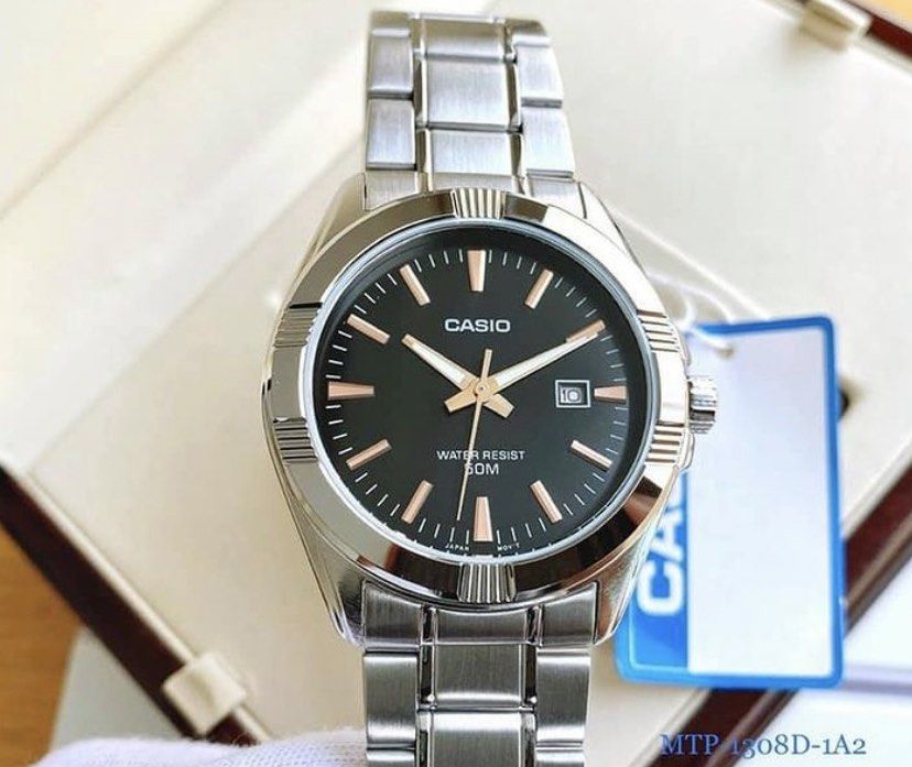 Casio Enticer Mtp 1308d 1a2 Mens Analog Quartz Watch Mtp1308d 1a2 Steel Black Dial Mtp1308