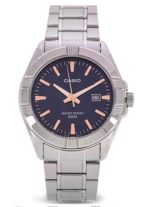 Casio Enticer Mtp 1308d 1a2 Mens Analog Quartz Watch Mtp1308d 1a2 Steel Black Dial Mtp1308