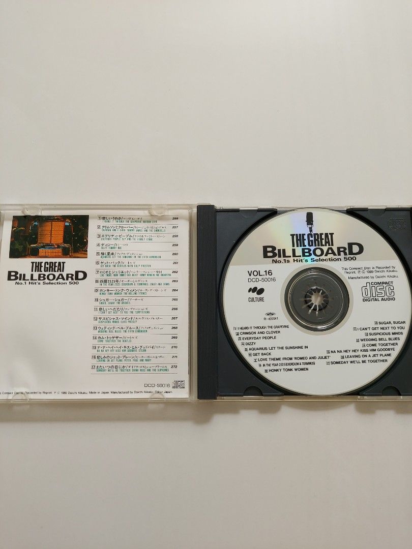 CD The Great Billboard NO.1 Hits Selection 599, Hobbies & Toys, Music ...