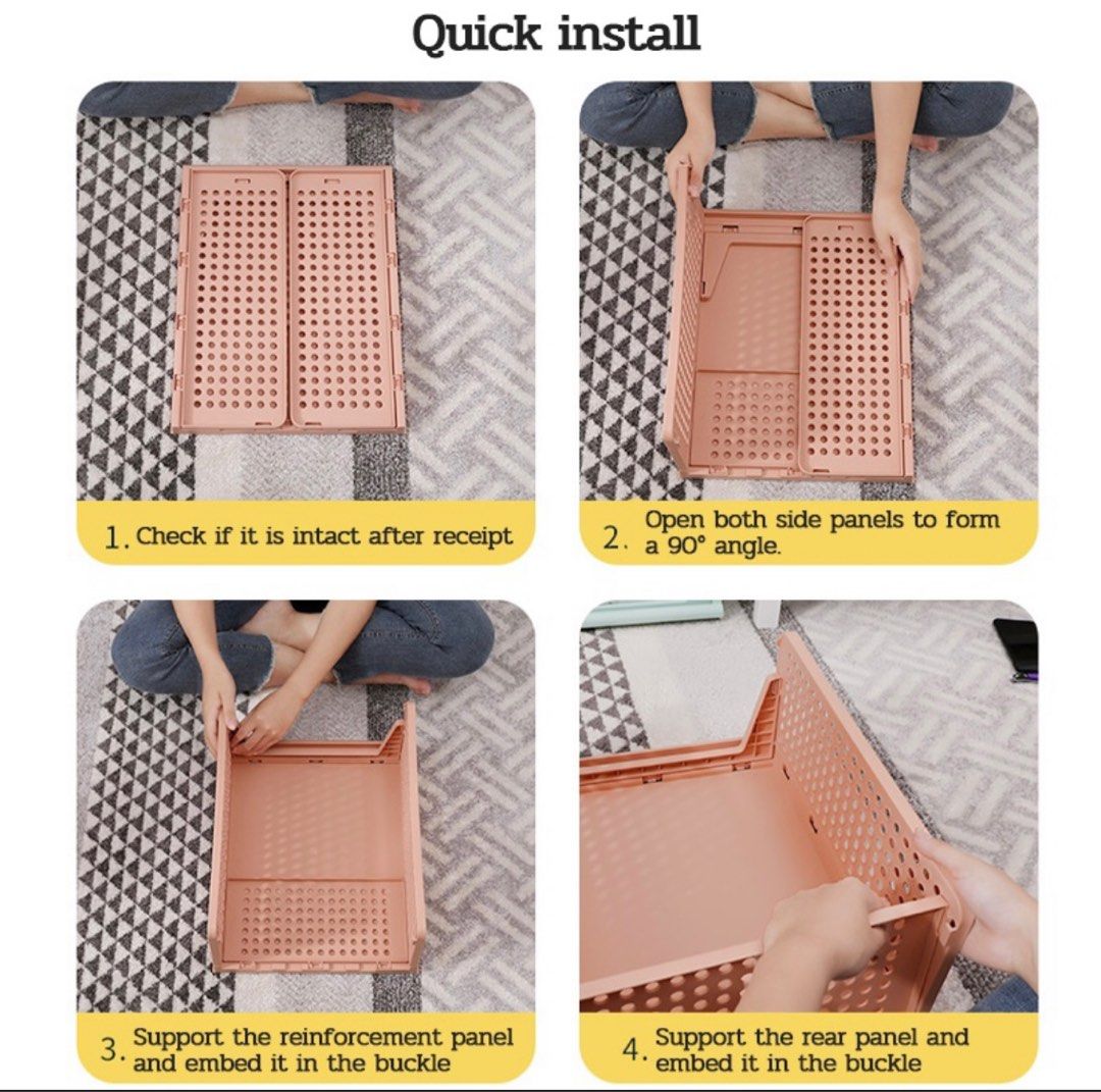 Collapsible stackable storage drawer shelf, Furniture & Home Living ...