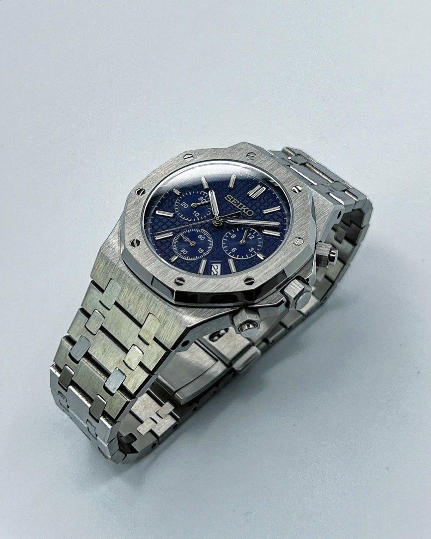 Custom Seiko Mod Blue AP Quartz Chronograph in 42mm, Men's Fashion ...
