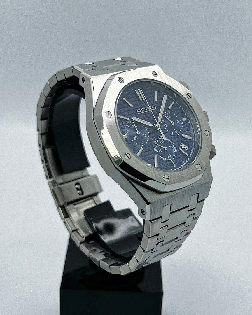 Custom Seiko Mod Blue AP Quartz Chronograph in 42mm, Men's Fashion ...