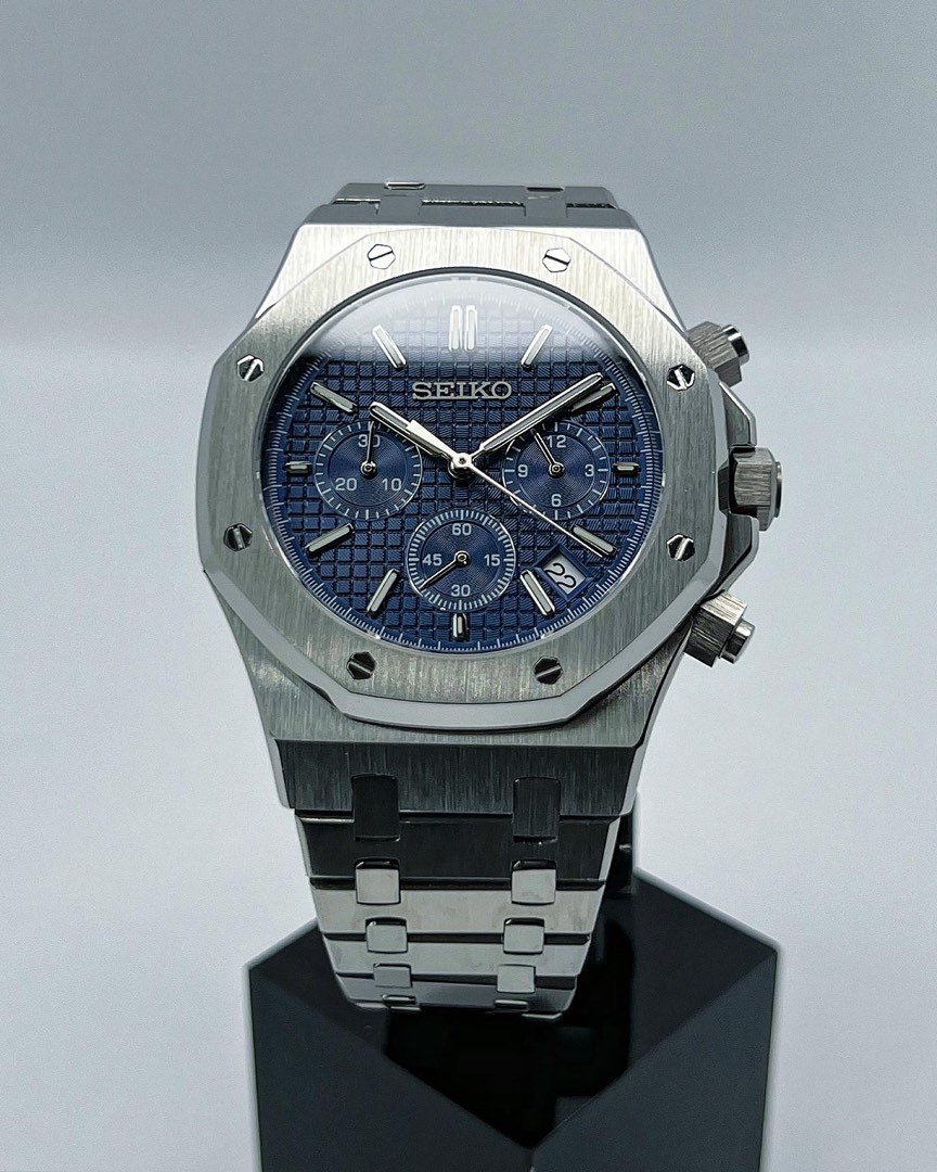 Custom Seiko Mod Blue AP Quartz Chronograph in 42mm, Men's Fashion ...