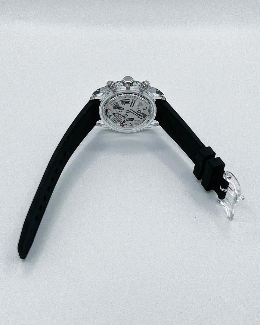 Custom Seiko Mod See thru clear Rainbow Daytona Quartz Chronograph ...