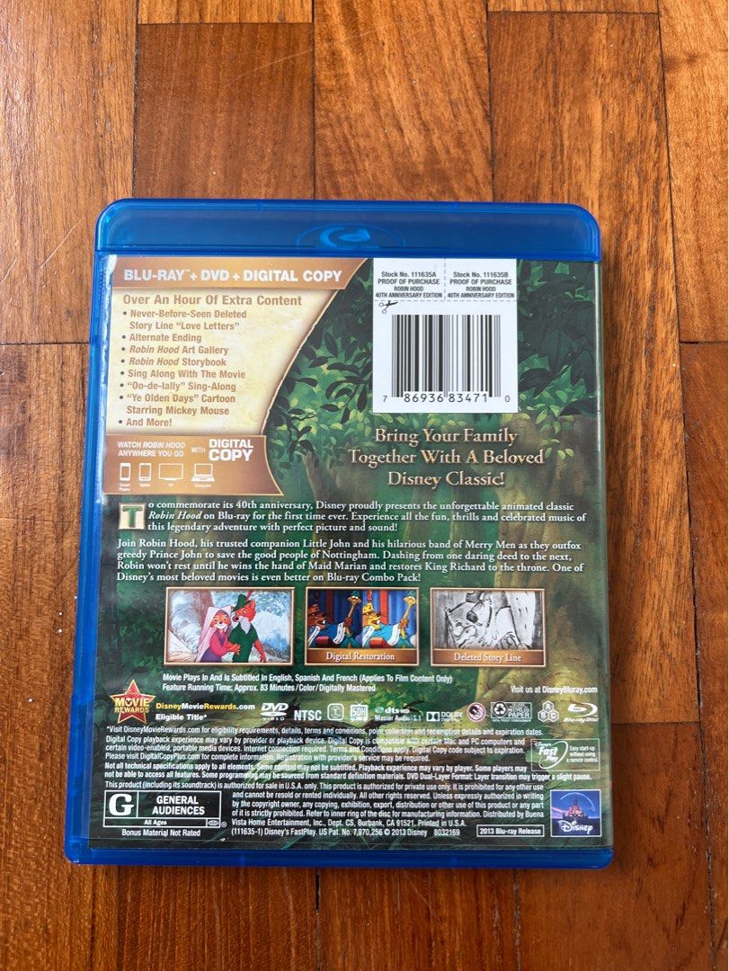 Disney Robin Hood blu-ray / DVD, Hobbies & Toys, Music & Media, CDs ...