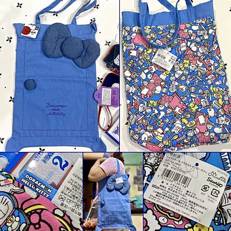 Doraemon meets Hello Kitty Anywhere Door tote bag, Hobbies & Toys ...