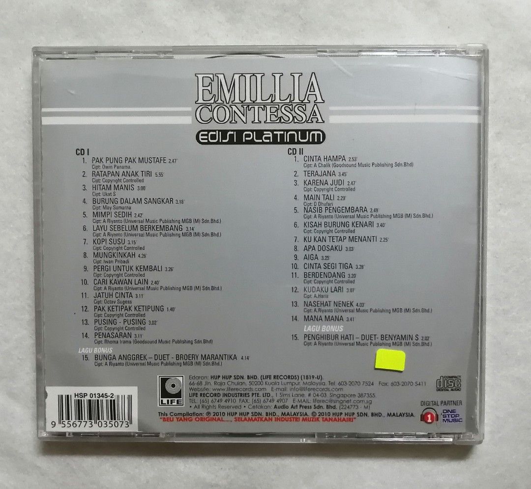Emillia Contessa Edisi Platinum 2xCD 2010 Life Records (M13), Hobbies ...