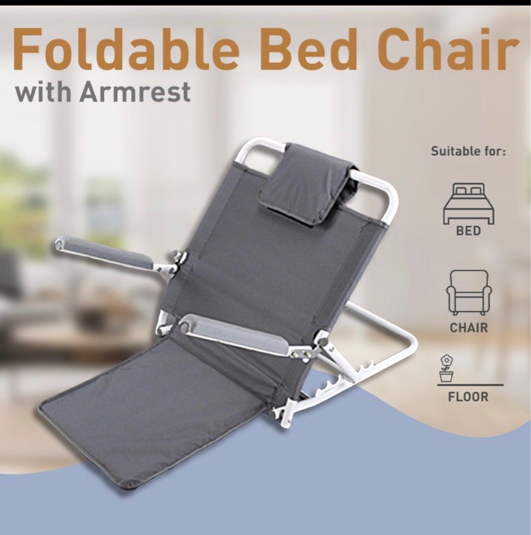 Foldable bed chair with arm rest, Health & Nutrition, Assistive ...