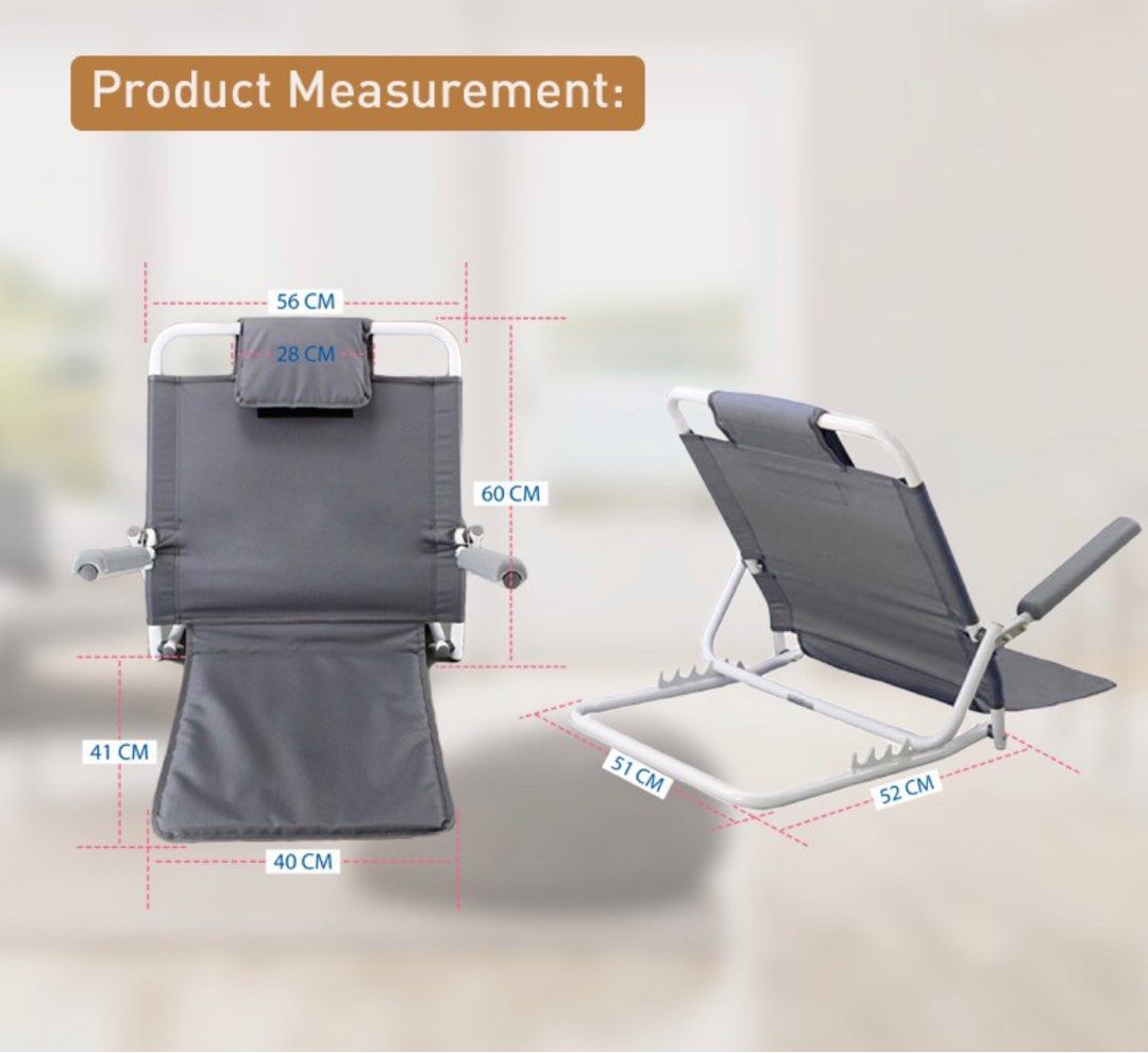 Foldable bed chair with arm rest, Health & Nutrition, Assistive ...