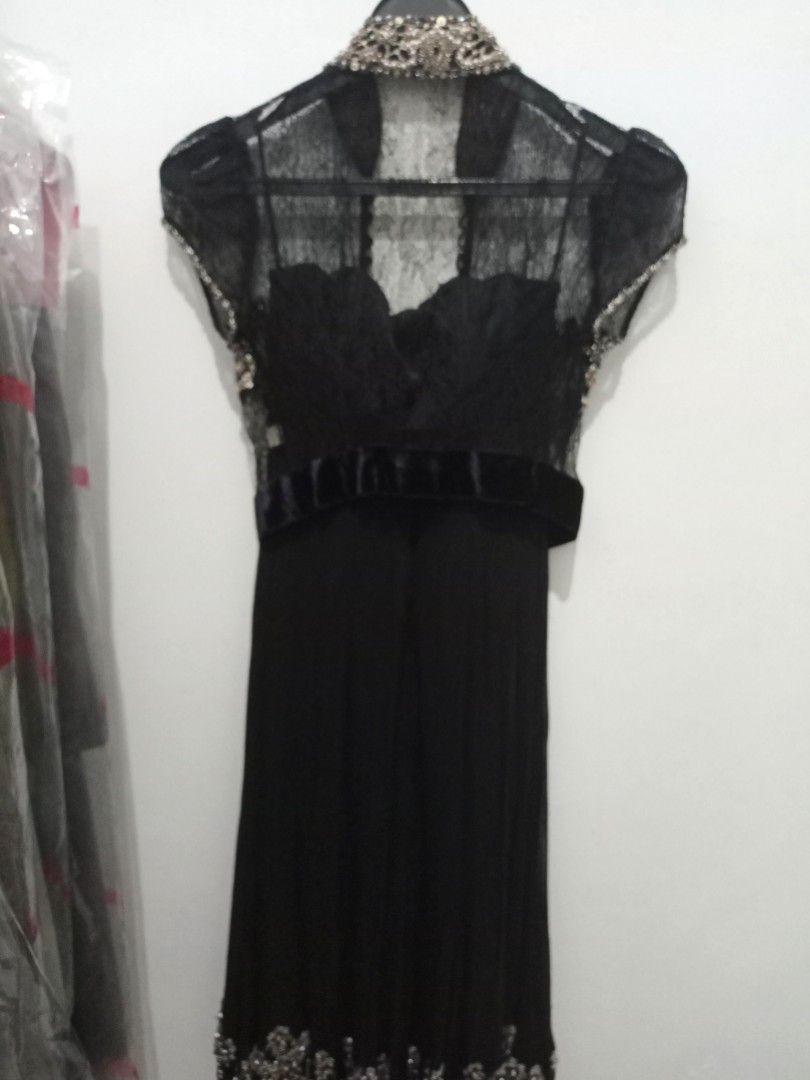 Gaun Party Formal/Informal Super Premium BYAN Brand Hitam Payet, Fesyen ...