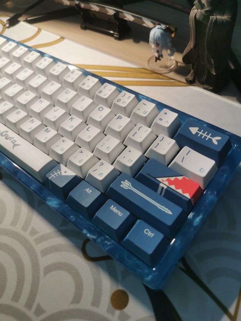 Gawr Gura themed custom mechanical keyboard, Computers & Tech, Parts ...