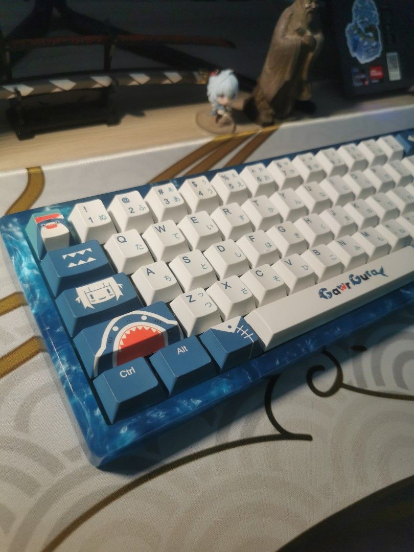 Gawr Gura themed custom mechanical keyboard, Computers & Tech, Parts ...