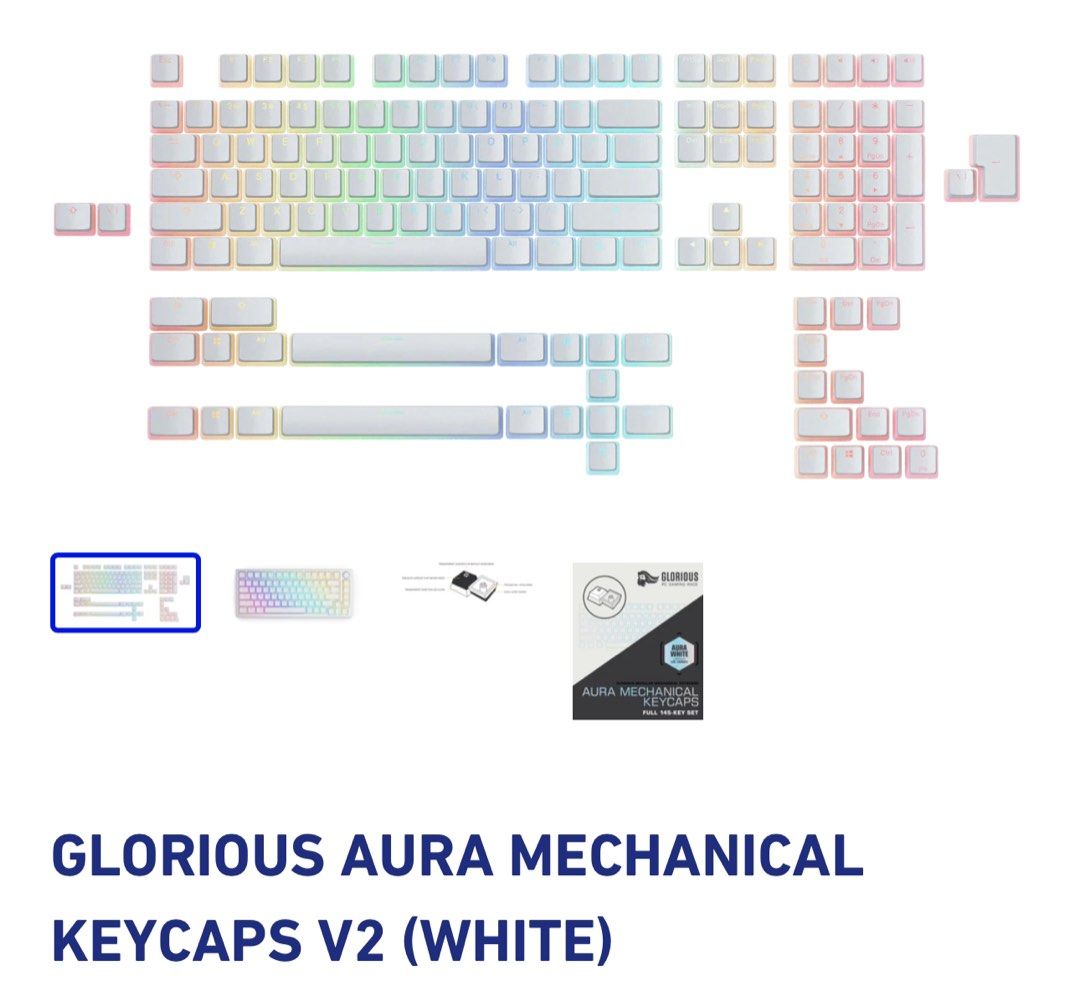 Glorious Aura White Keycaps Pudding fits GMMK Pro and Most Keyboards ...
