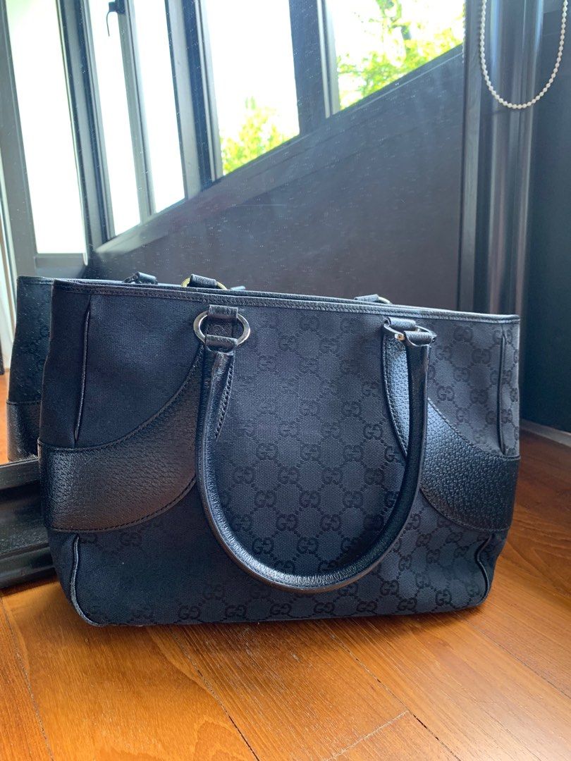 Gucci GG Black Canvas tote, Luxury, Bags & Wallets on Carousell