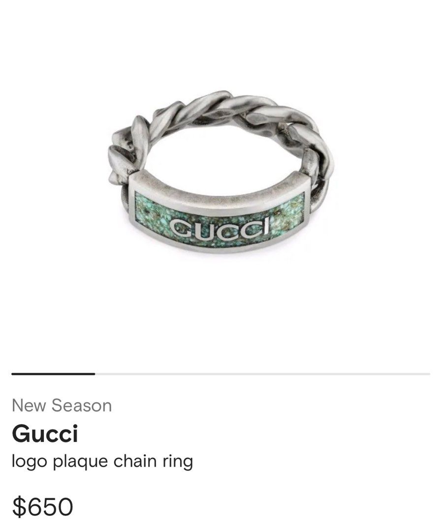 Gucci tag gourmette ring, Men's Fashion, Watches & Accessories, Jewelry ...