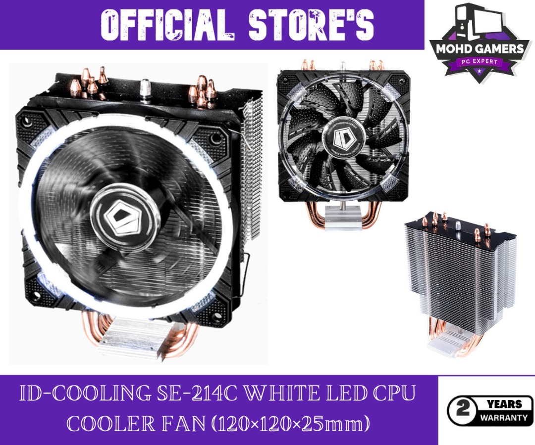 ID-COOLING SE-214C WHITE LED CPU COOLER FAN (120×120×25mm), Computers ...