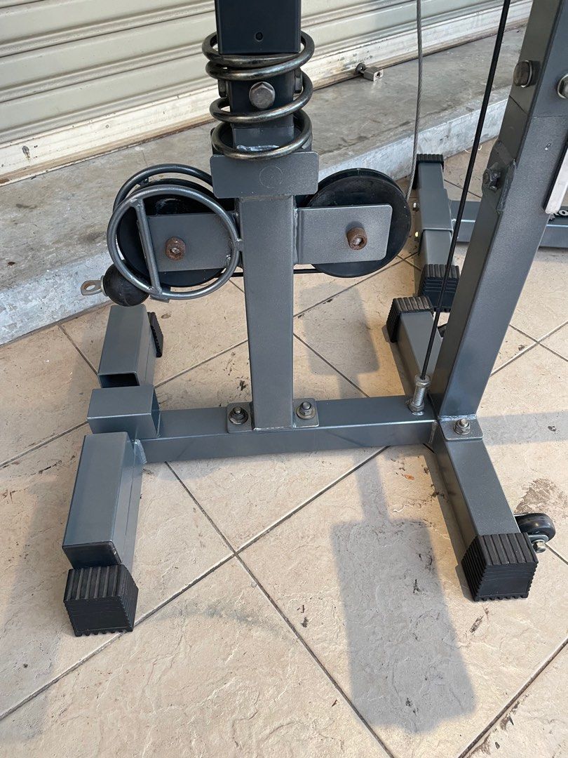 Ironmaster super bench with cable lat row tower attachment gym ...