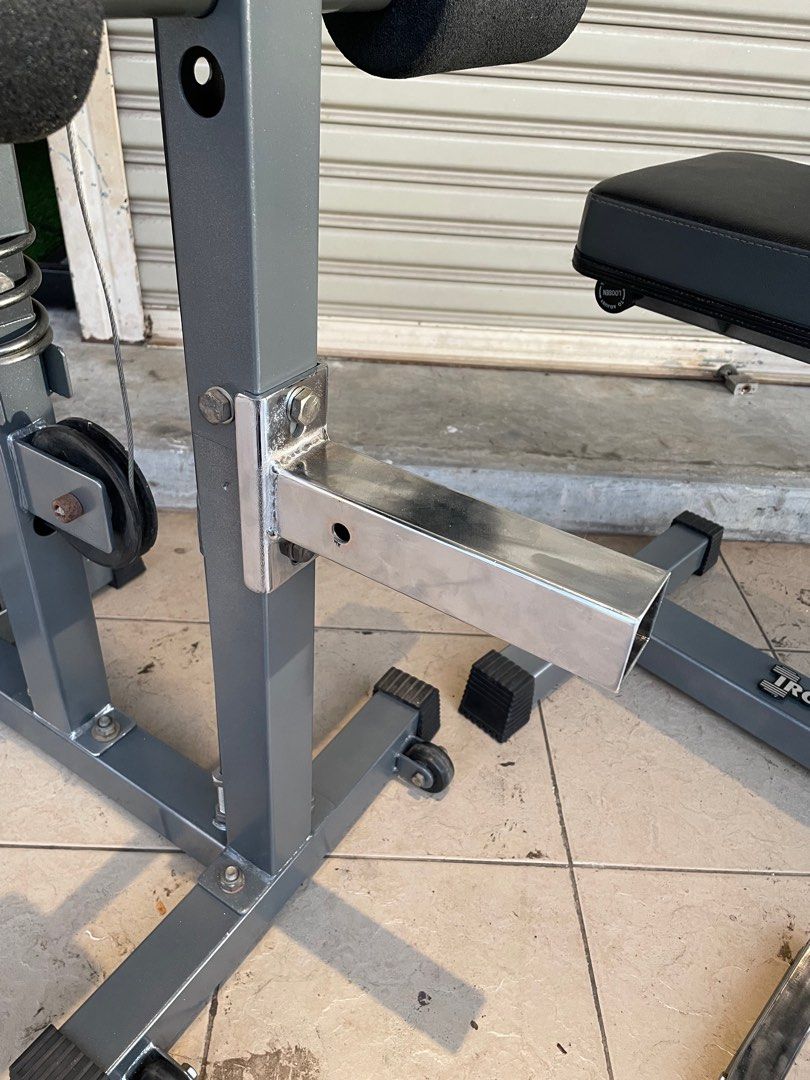 Ironmaster super bench with cable lat row tower attachment gym ...