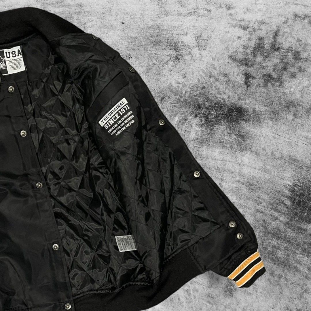 Jaket Varsity Starter Lakers Hitam, Fesyen Pria, Pakaian , Baju Luaran ...