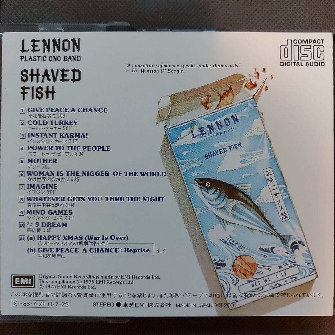 john Lennon - SHAVED FiSH 精選 CD (75年 大碟, 88年 日本東芝版 1A1 TO; 無 iFPi ...