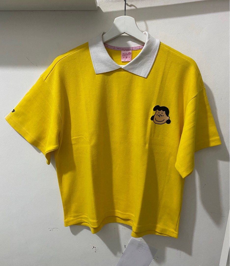 kikiko lucy Polo Shirt oversized semi crop, Fesyen Wanita, Pakaian Wanita, Atasan di Carousell