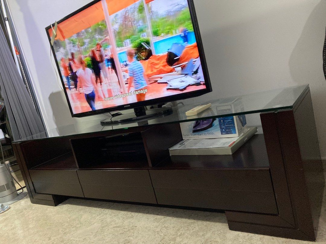 Lorenzo TV console with 3 drawers, Furniture & Home Living, Furniture ...