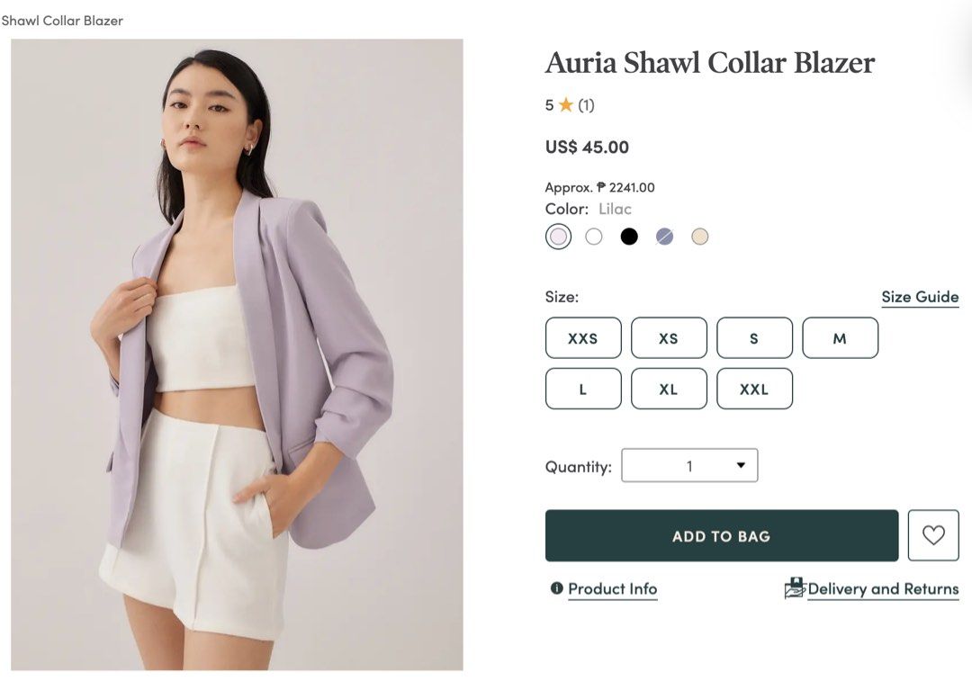 LOVE BONITO PASTEL PURPLE BLAZER (Auria Shawl Collar Blazer), Women's Fashion, Coats, Jackets ...