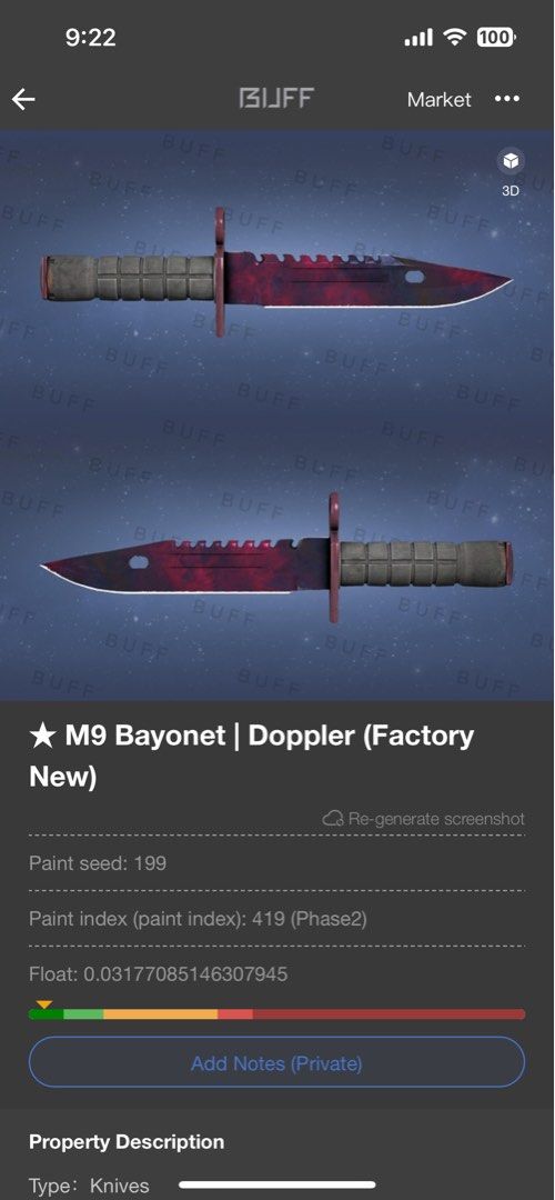 M9 bayonet doppler phase 2 fv 0.03 csgo knife, Video Gaming, Gaming Accessories, In-Game ...