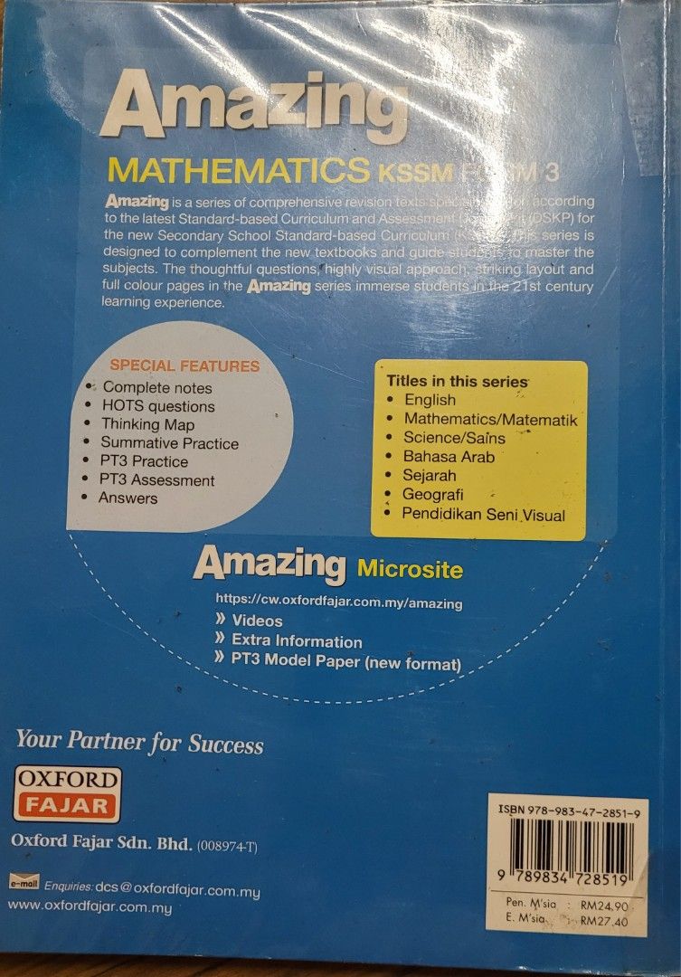 Mathematics KSSM Form 3 Oxford Fajar, Hobbies & Toys, Books & Magazines ...