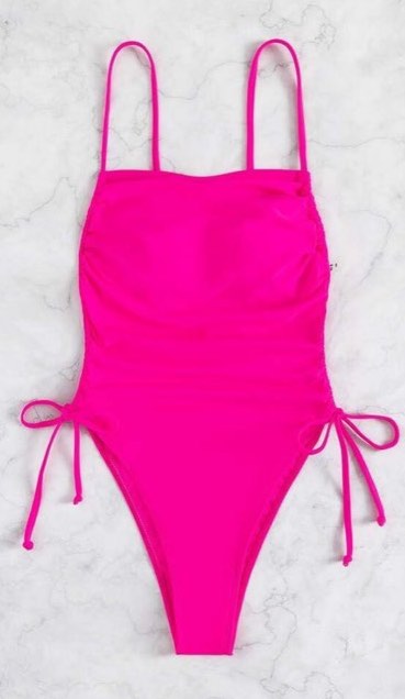 Neon pink one piece swimsuit on Carousell
