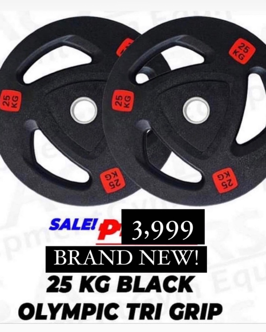 Olympic Tri Grip 25KG Pair, Sports Equipment, Exercise & Fitness ...