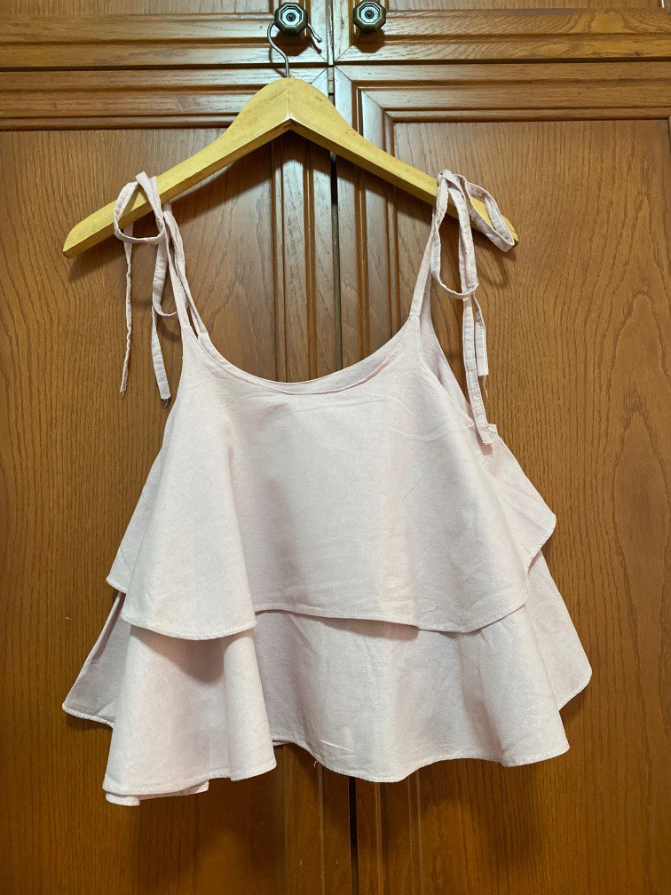 Pastel pink top, Women's Fashion, Tops, Blouses on Carousell