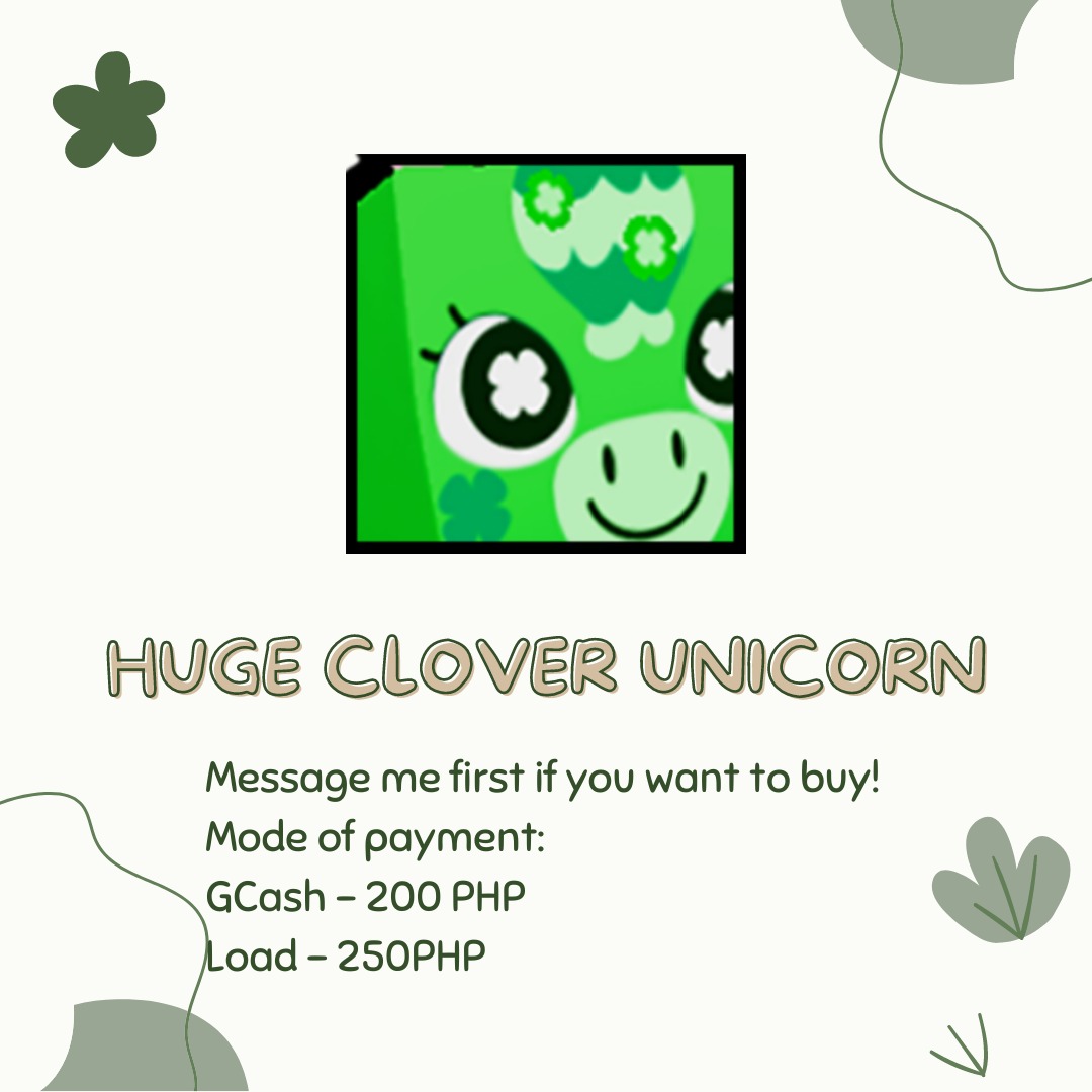 PET SIMULATOR X HUGE CLOVER UNICORN, Video Gaming, Video Games, Others ... PET SIMULATOR X HUGE CLOVER UNICORN, Video Gaming, Video Games, Others ...