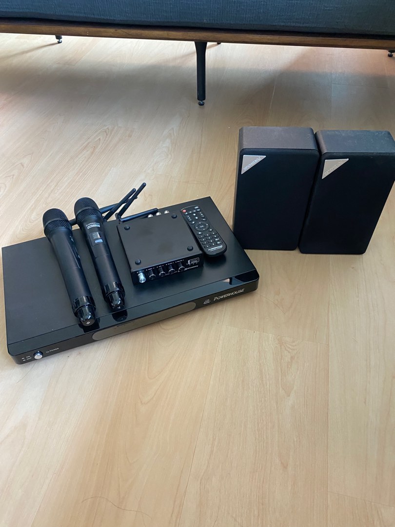 Powerhouse KTV karaoke system with 2 mic and 2 speaker and remote ...