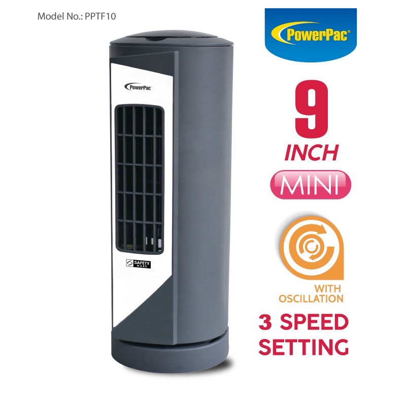 PowerPac, Portable Fan, Desk fan, Mini Tower fan, 9 inch, Furniture ...
