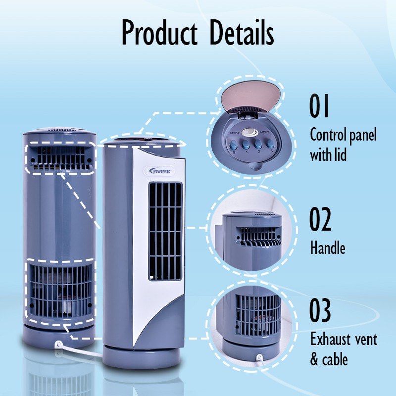 PowerPac, Portable Fan, Desk fan, Mini Tower fan, 9 inch, Furniture ...