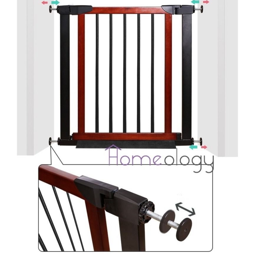 Premium Wood Safety Gate Baby Pet Safe Fence Wooden Fencing Two Way ...