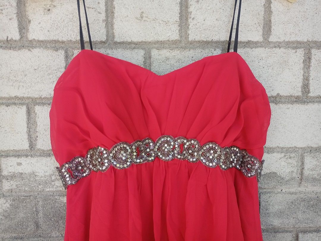 Red Long Back Dress Juno Red Gown, Women's Fashion, Dresses & Sets ...