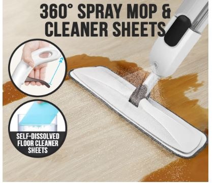 Rotating Flat Spray Mop Warranty 1Y - Kitchen Floor Window Cleaner ...