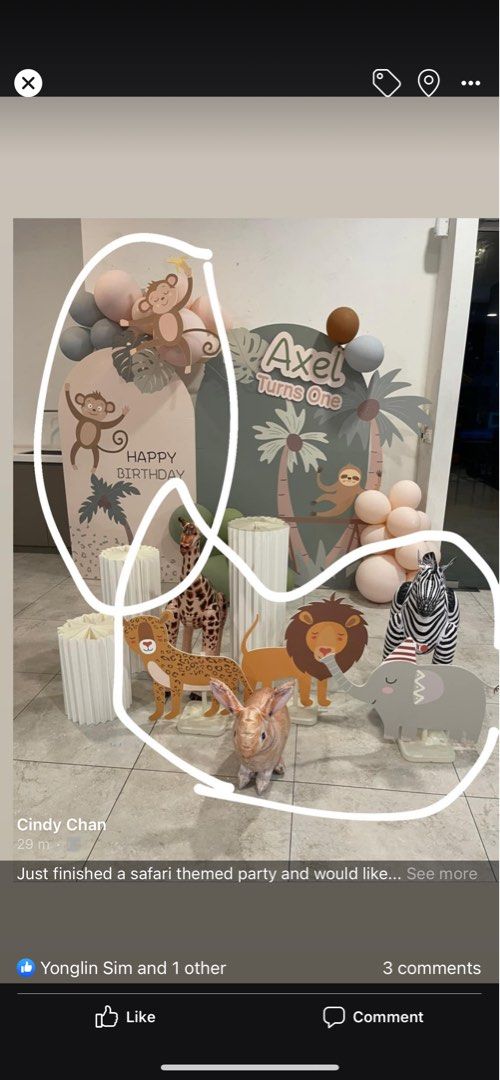 Safari theme standee and bouncy castle, Babies & Kids, Going Out, Other ...
