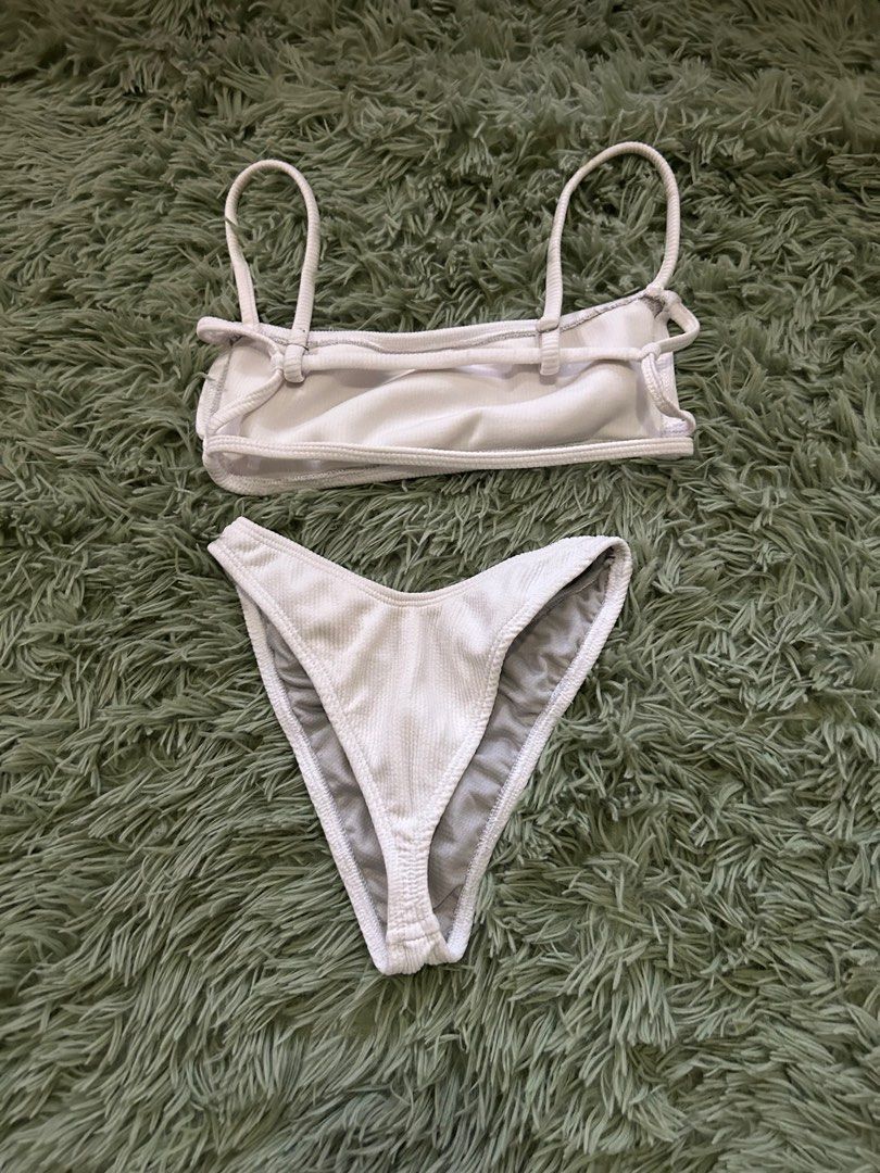 sewlocal white cheeky bikini set on Carousell
