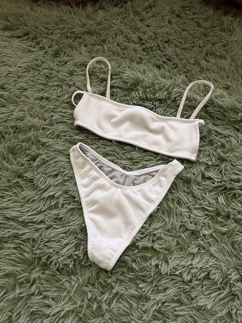 sewlocal white cheeky bikini set on Carousell