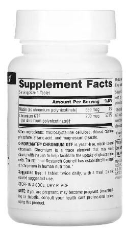Chromemate Chromium GTF, Source Naturals, 200 mcg, 240 Tablets [Bundle ...